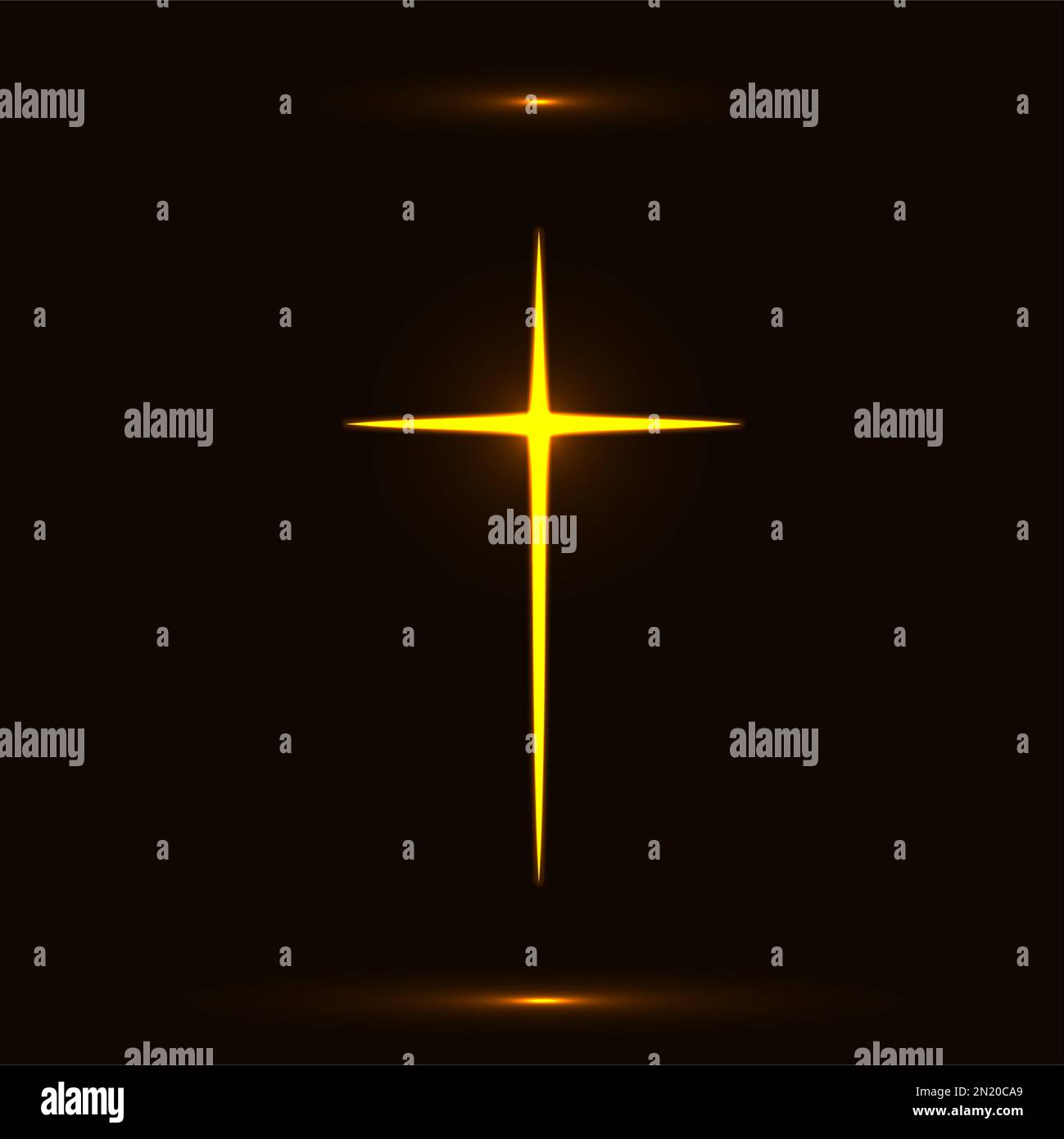 Golden Christian cross symbol over black background. Glowing fire cross ...