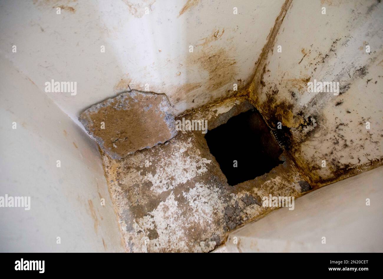 This photo shows the opening of a tunnel, authorities claim was used by ...