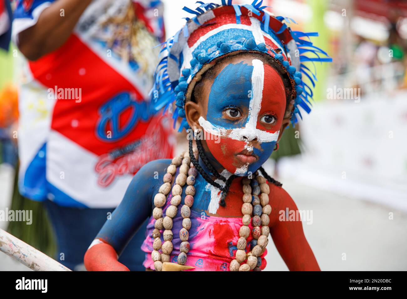 02.04.2023 Dominican Republic Punta Cana Annual Carnival. The flag of ...
