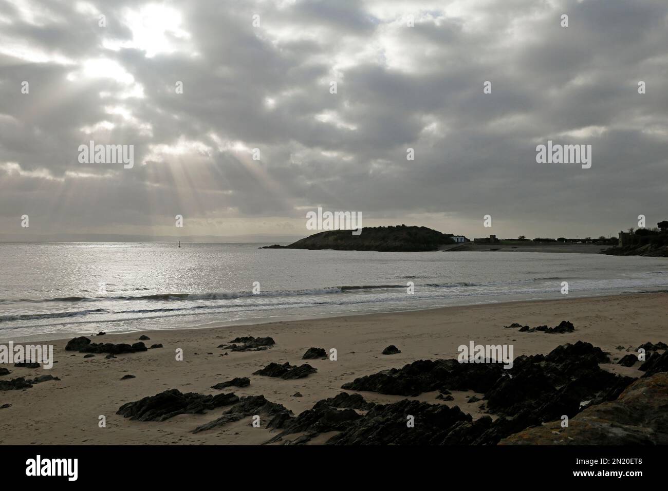 View from Little Island beach looking towards Watch House Bay and Cold Knap Point. Barry Island ...