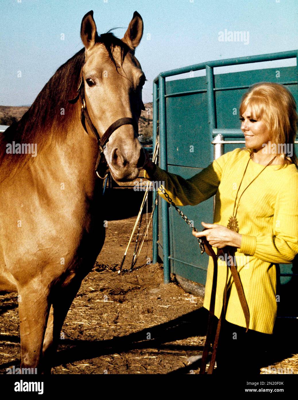 Kim Novak is pictured at the ranch of Glenn Randall, who is giving the ...
