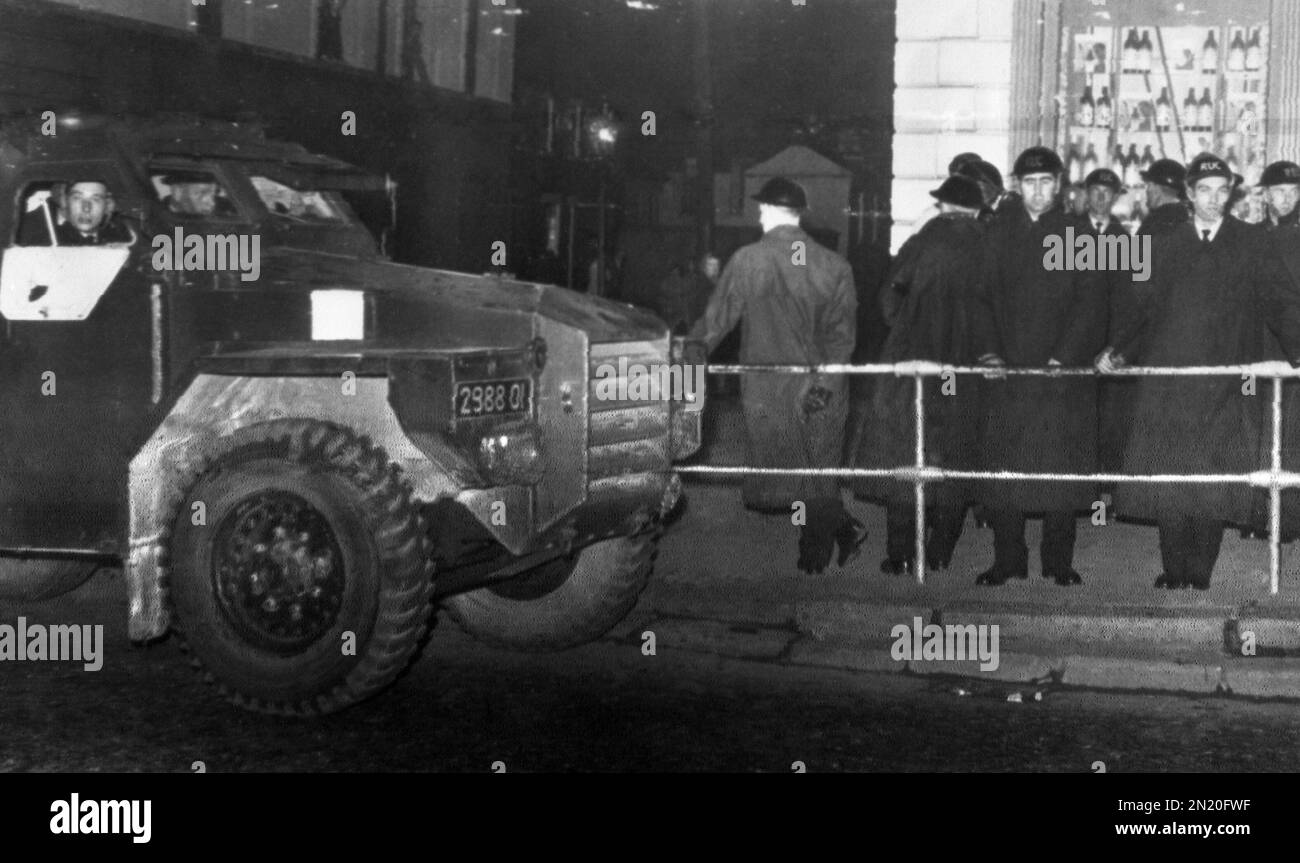 An armoured car patrolling Divis Street, in West Belfast. on October 2 ...