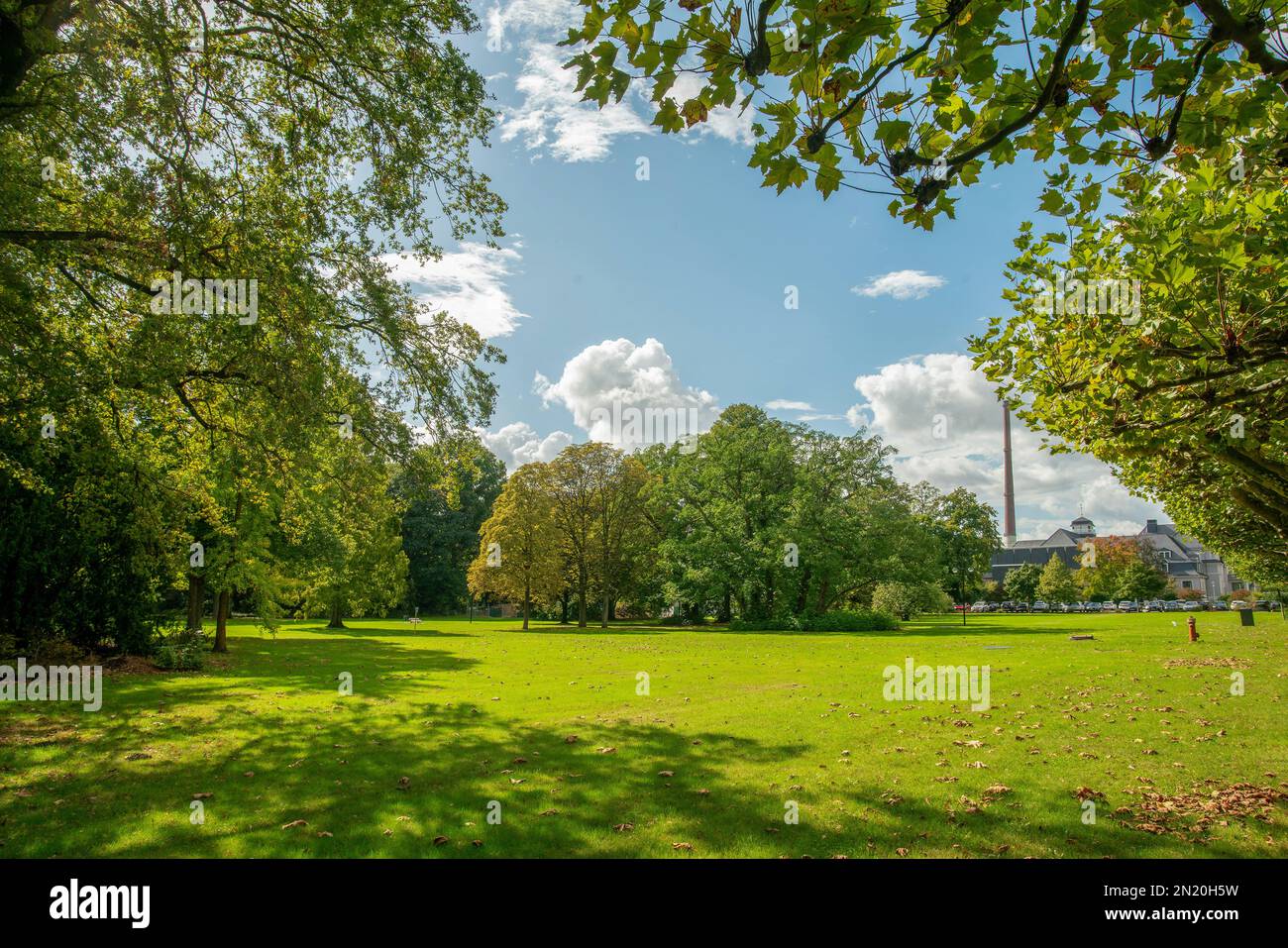 Karl-Duisberg Park and the factory tower of the Chemical Industry ...