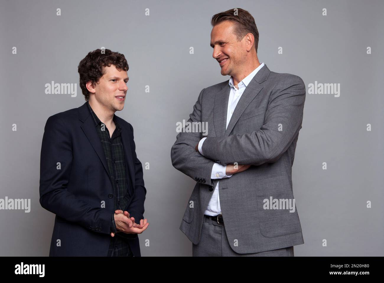 In this Tuesday, July 14, 2015 photo, Jesse Eisenberg, left, and Jason ...