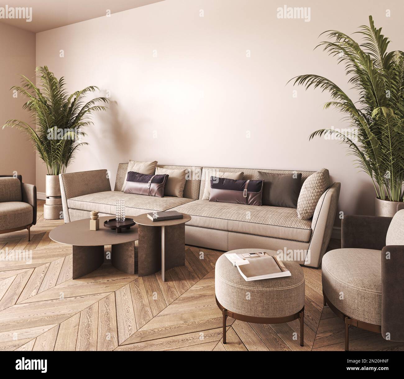 Modern classic home interior design. Light beige living room interior ...