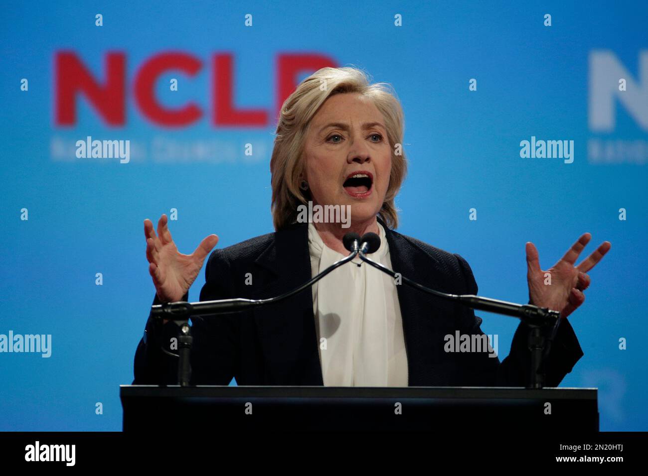 Democratic presidential candidate Hillary Rodham Clinton speaks at a ...