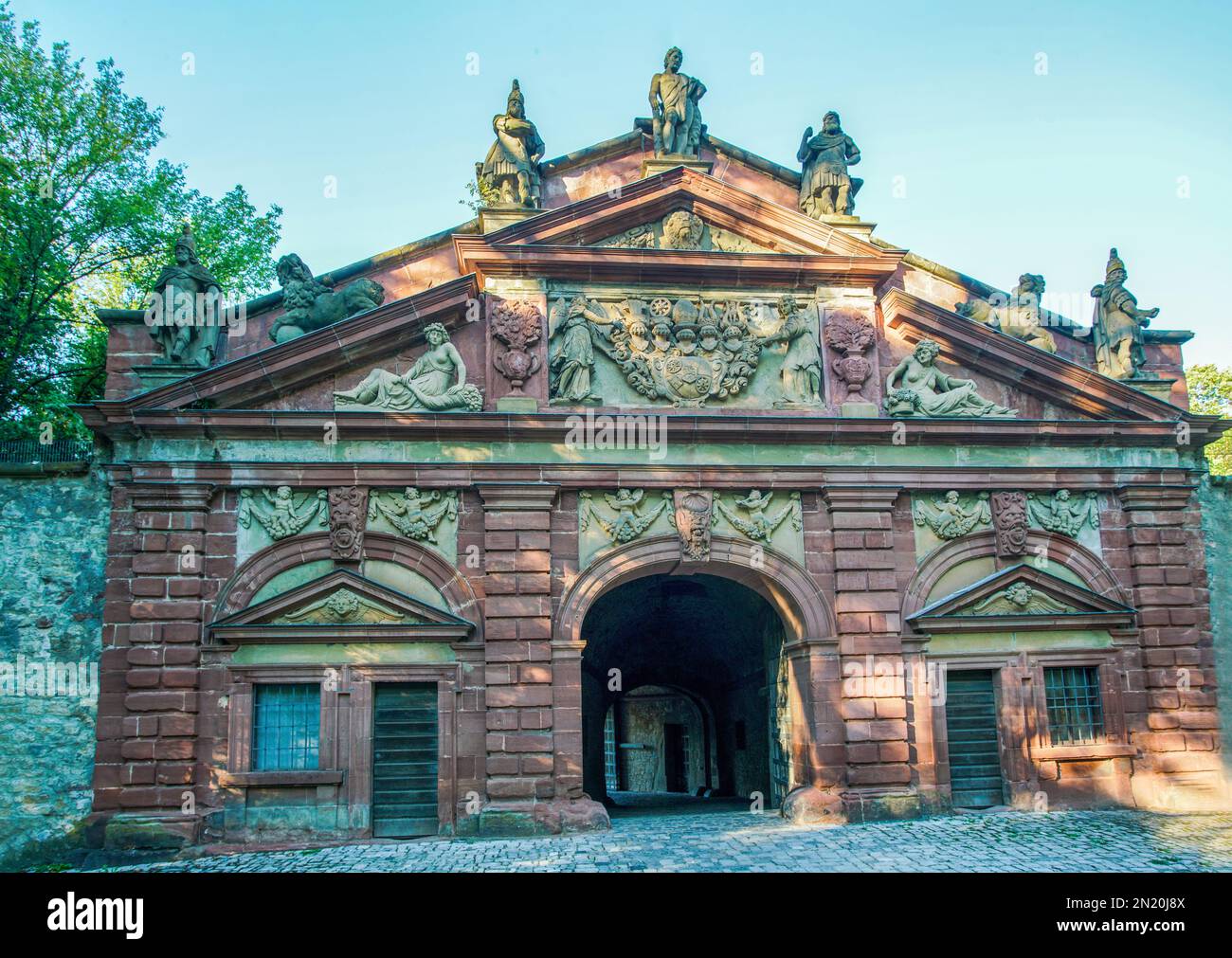 Neutor- Historical landmark in Neutorwiese park in Wurzburg .Park next ...