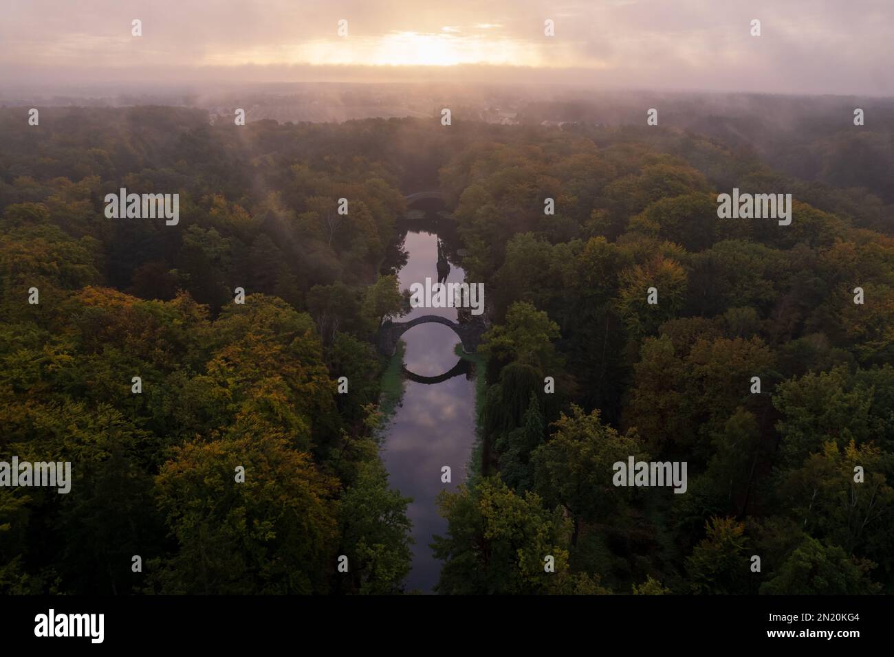 Aerial of the rakotzbrucke devils bridge hi-res stock photography and ...