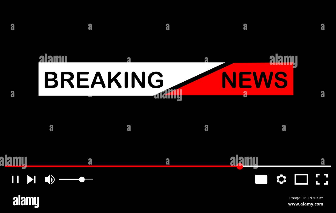 Breaking news video player template, broadcasting video footage vector ...