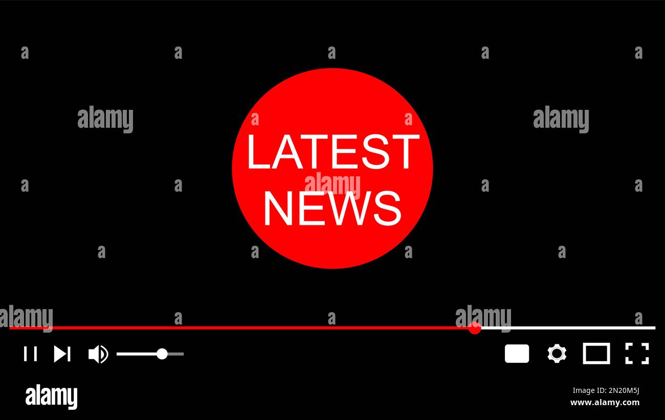 Breaking news video player template, broadcasting video footage vector ...