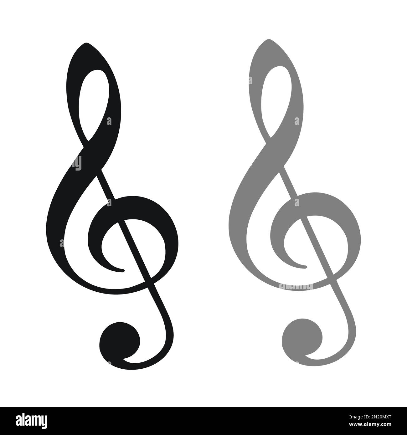 Treble clef icon isolated over white background. Musical vector icons ...