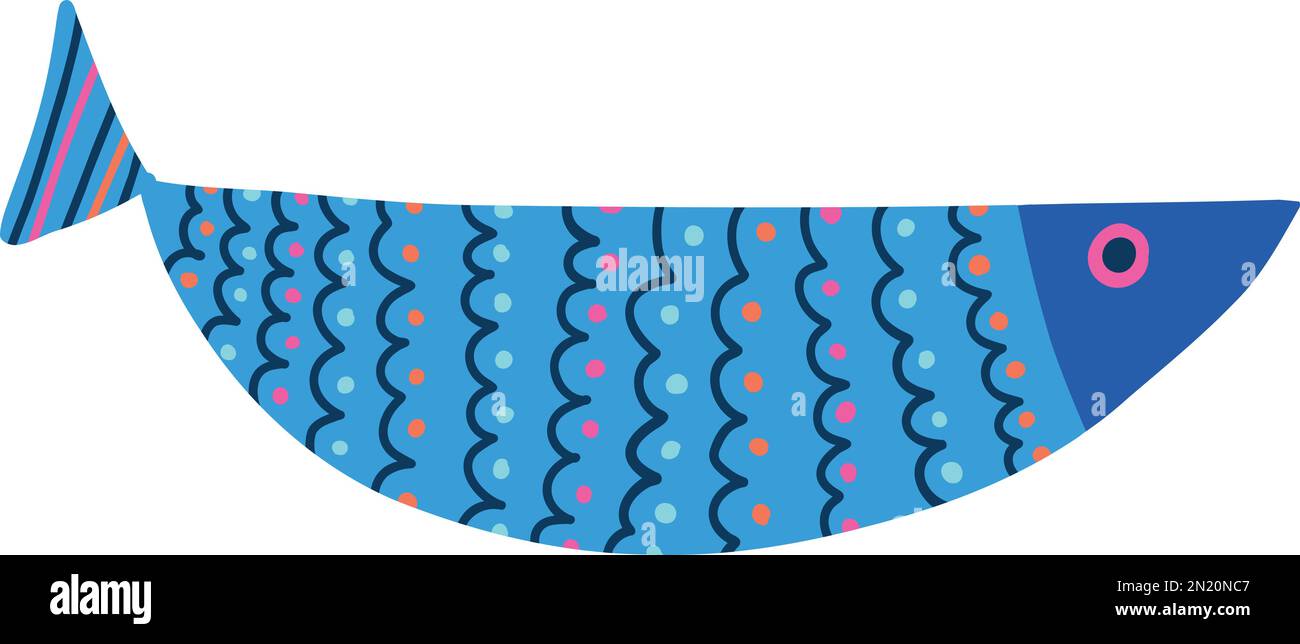 Cute doodle fish card. Around motif with fish Stock Vector Image & Art ...