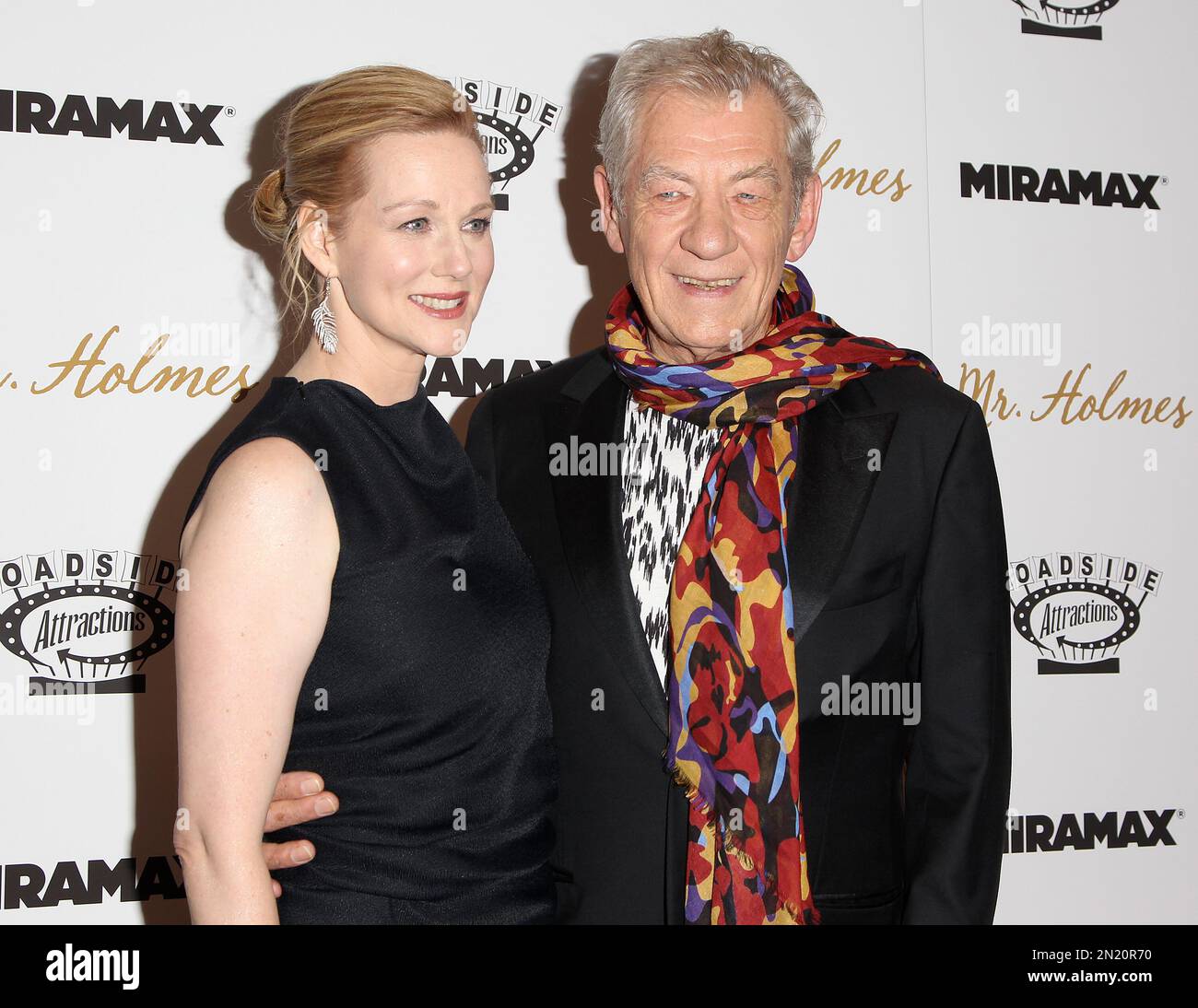 Actors Laura Linney and Sir Ian McKellen attend the premiere of "Mr ...