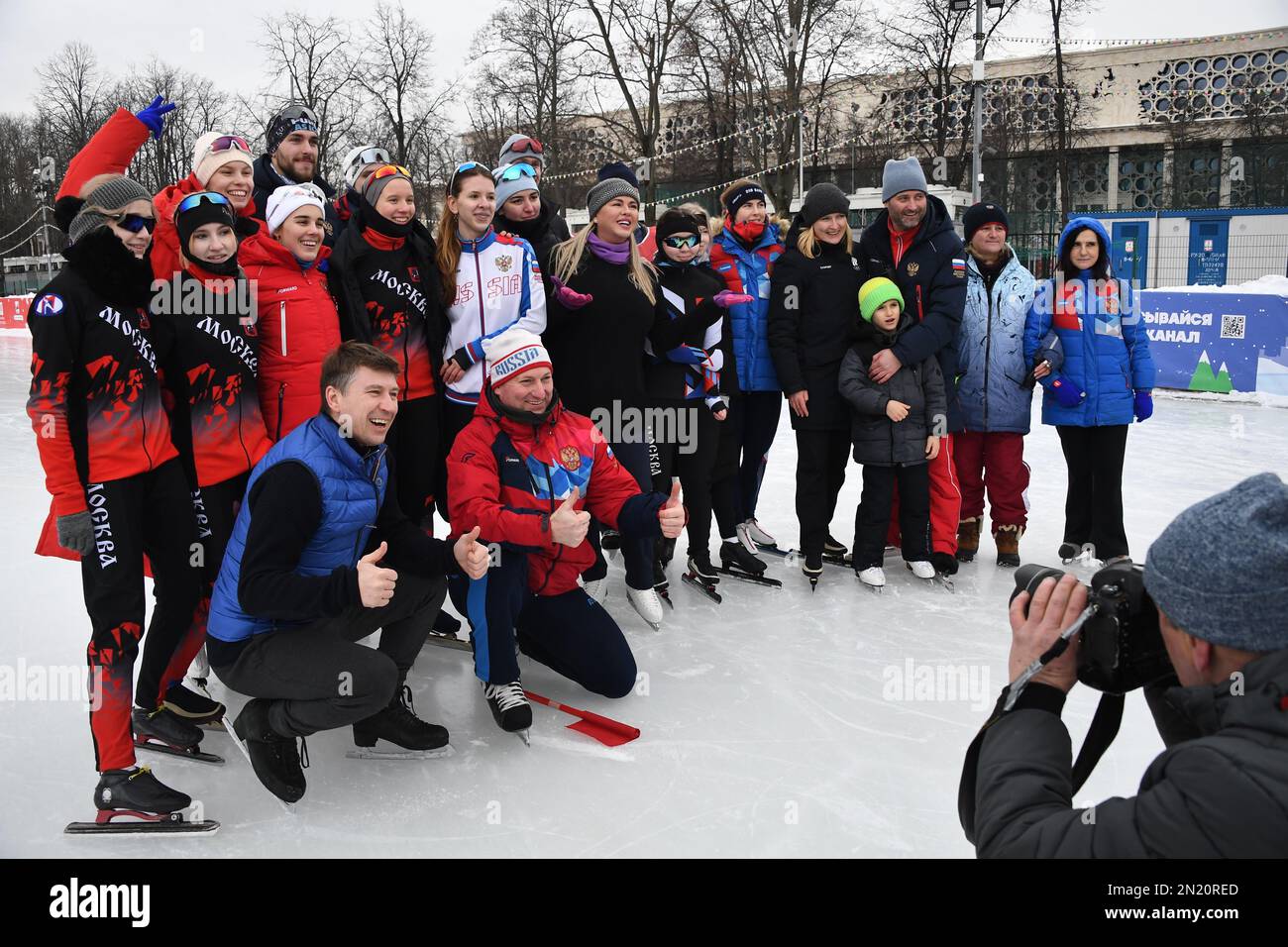 Moscow. The figure skater Alexey Yagudin (at the left in the forefront ...
