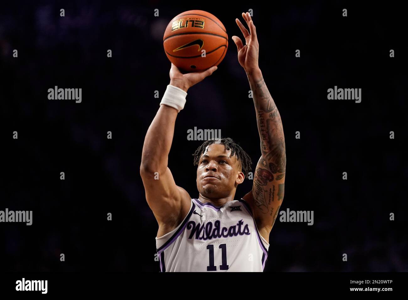Kansas State forward Keyontae Johnson shoots during the second half of ...