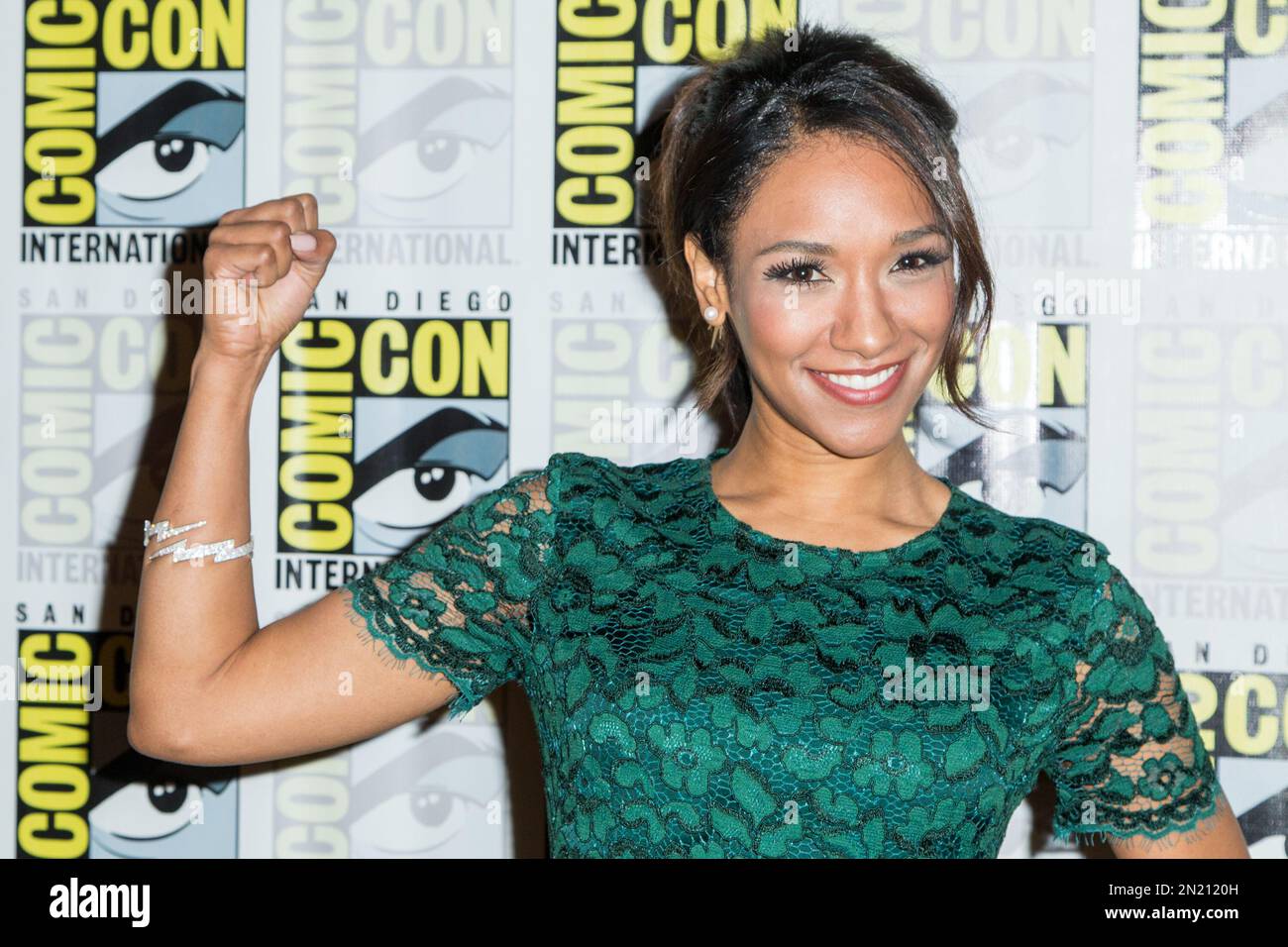 Candice Patton attends the "Flash" press line on day 3 of Comic-Con ...