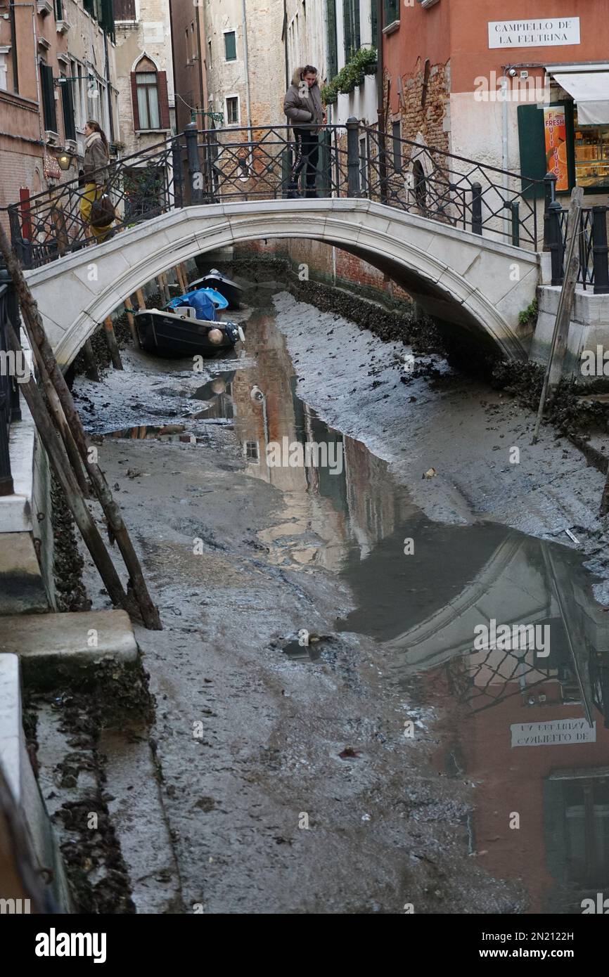 Boats lie on the bottom of dry water way, in st. Markus district ...