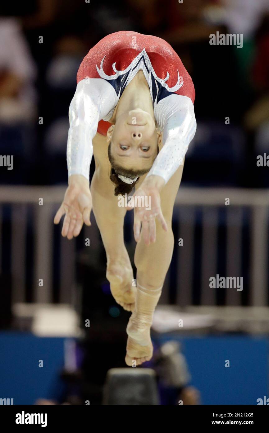 The United States' Megan Skaggs performs on the beam during women's ...