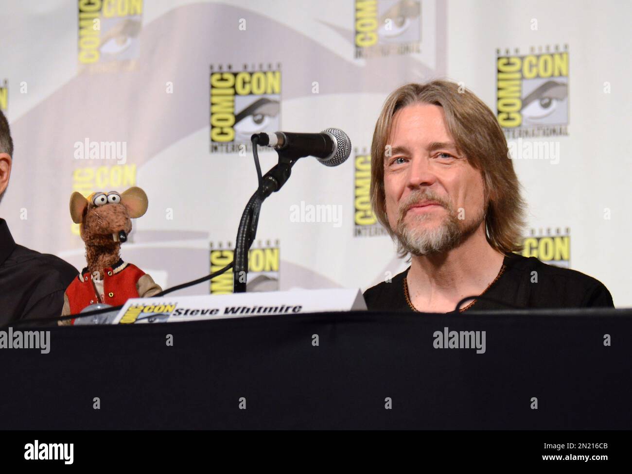 Rizzo the Rat, left, and Steve Whitmire attend "The Muppets" panel on ...