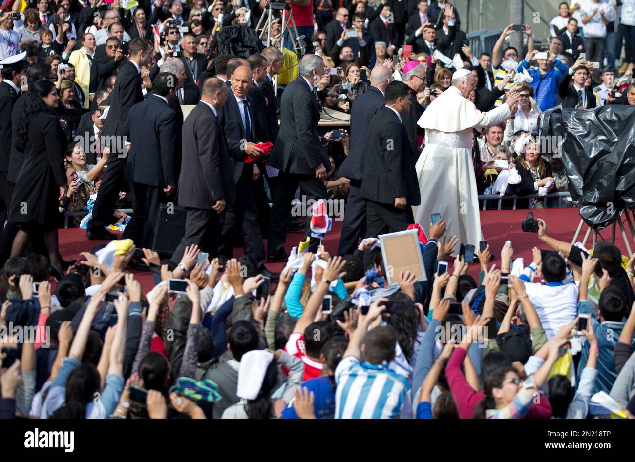 Pope Francis arrives to celebrate Mass at the Shrine of the Virgin of ...