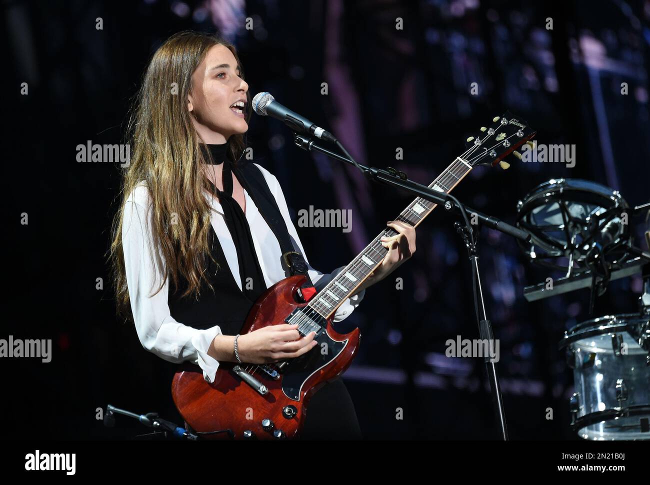 Musician Danielle Haim of the group Haim performs during Taylor Swift's ...