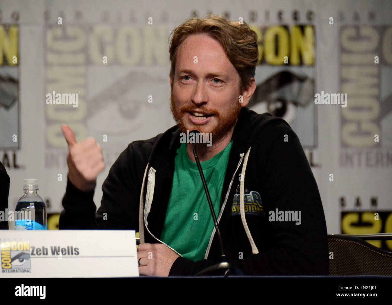 Zeb Wells attend the "SuperMansion" panel on day 1 of Comic-Con ...