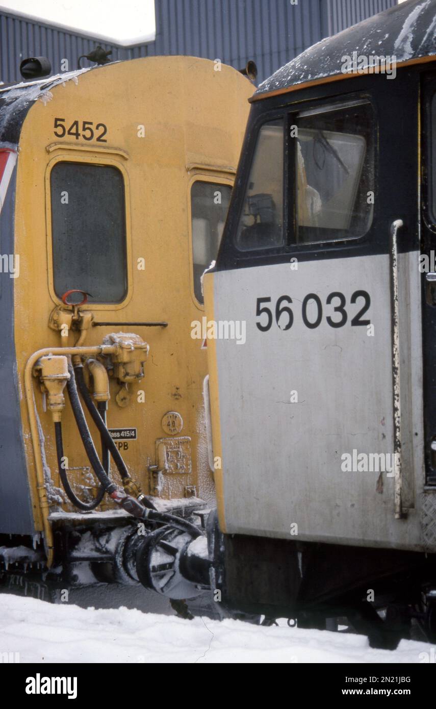 Cab detail of Class 56 'Grid' 56032 freight locomotive seen at Dartford ...