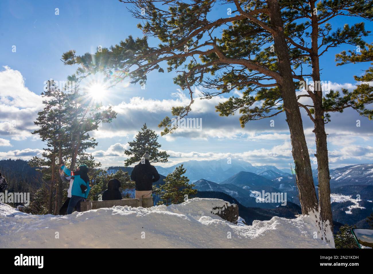 Summit viewpoint kleine kanzel at mountain hohe wand hi-res stock ...