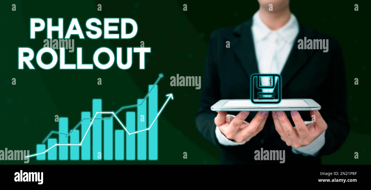 Text caption presenting Phased Rollout. Business concept the practice of prescription drug ...
