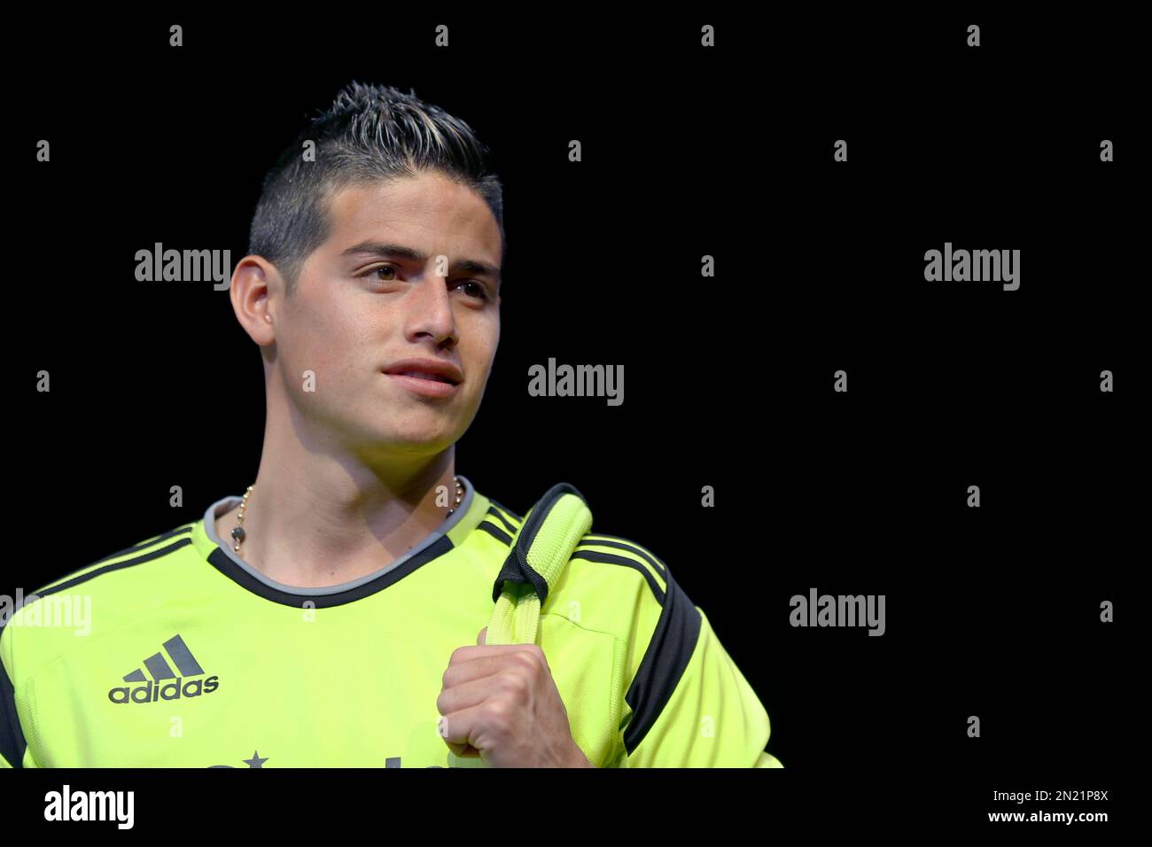 Colombian soccer player James Rodriguez of Real Madrid smiles during a ...