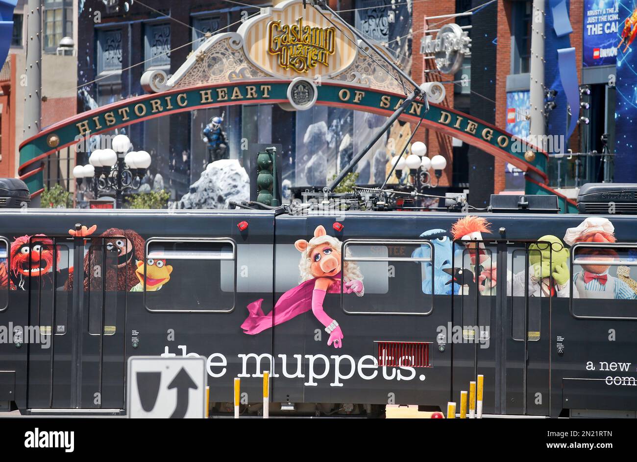 A train painted with images from the new television show, "The Muppets ...