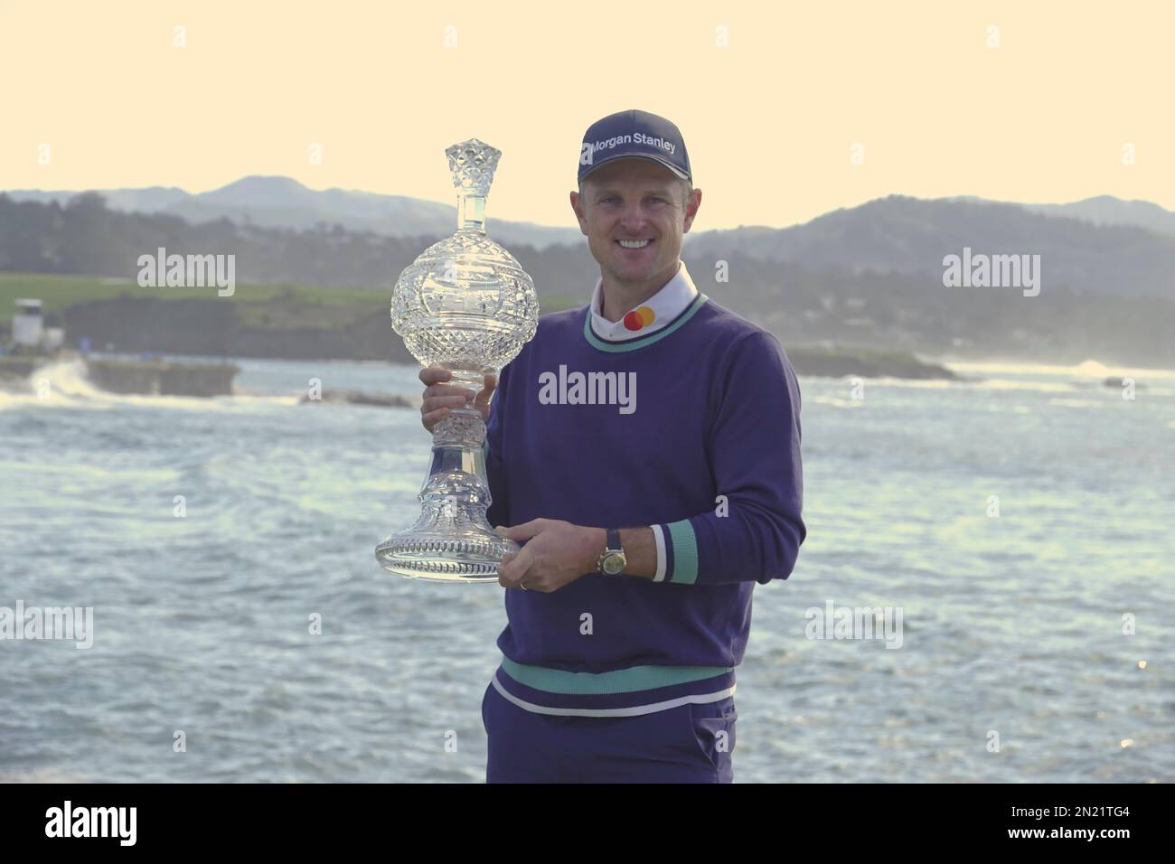 Pebble Beach, CA, USA. 6th Feb, 2023. Justin Rose and trophy pose on ...