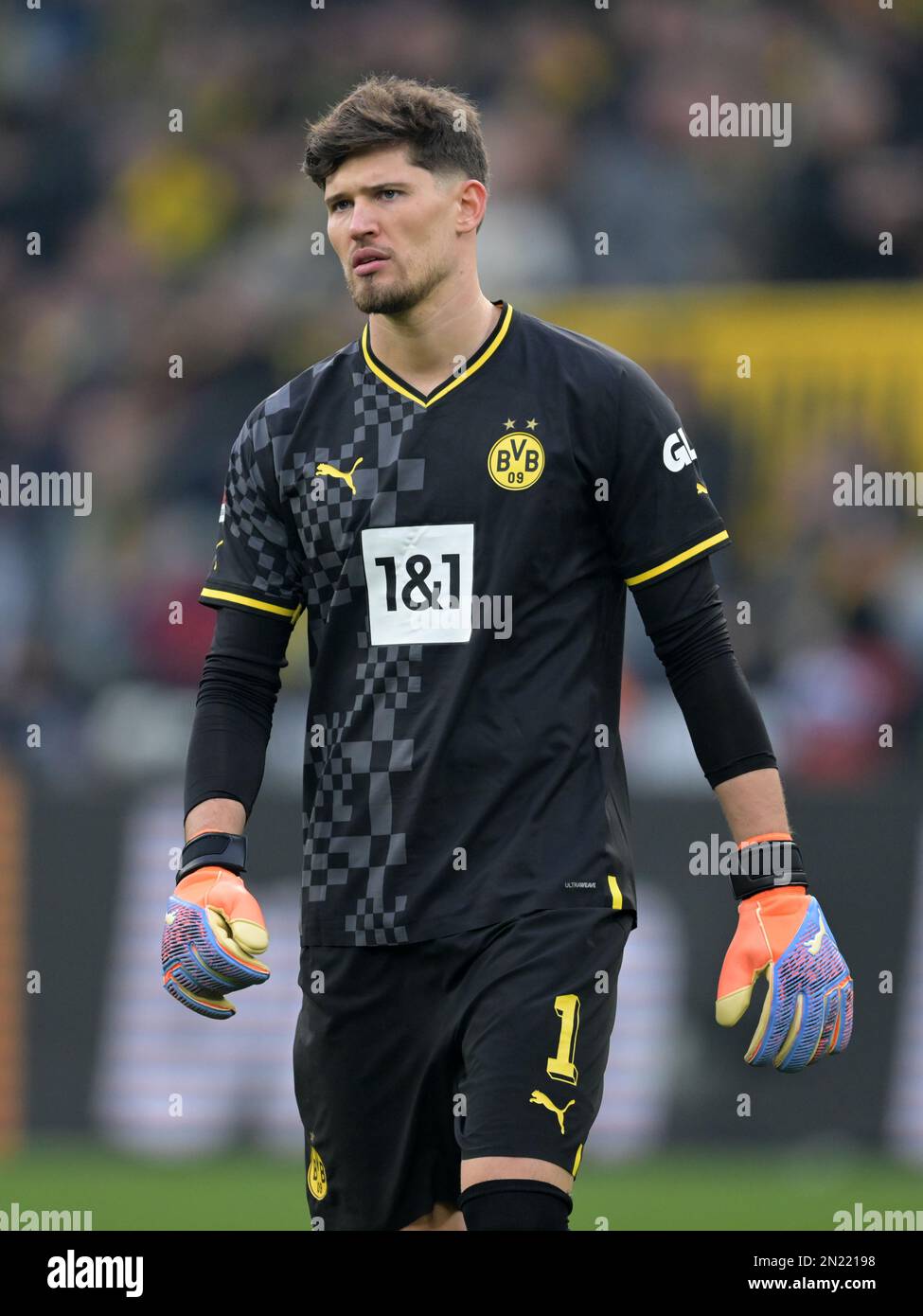 DORTMUND - Borussia Dortmund goalkeeper Gregor Kobel during the Bundesliga match between ...