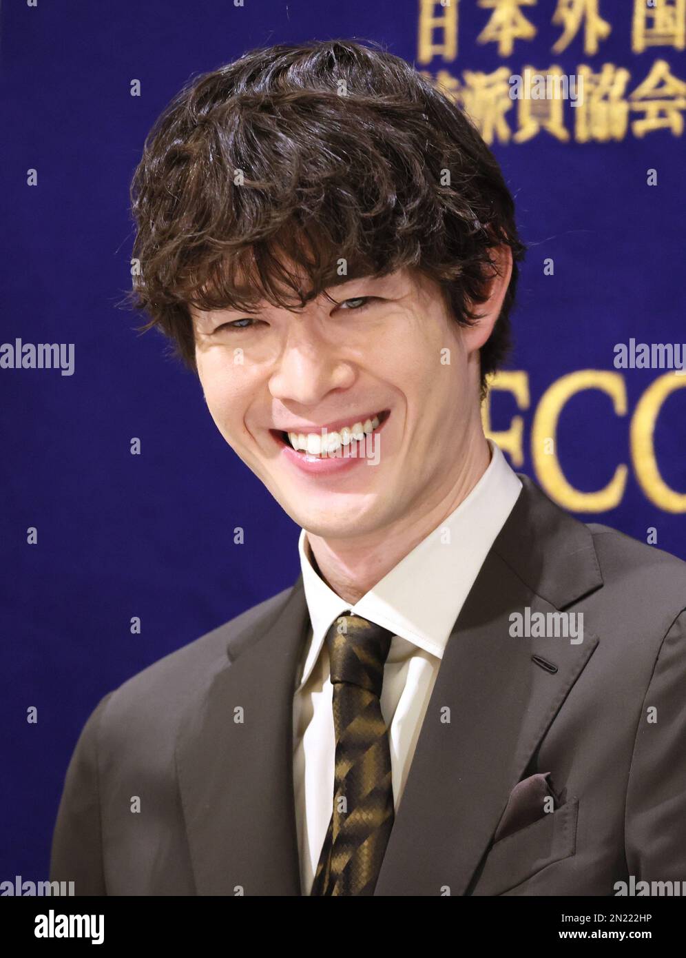 Tokyo, Japan. 6th Feb, 2023. Japanese actor Hio Miyazawa speaks at a press conference after a ...