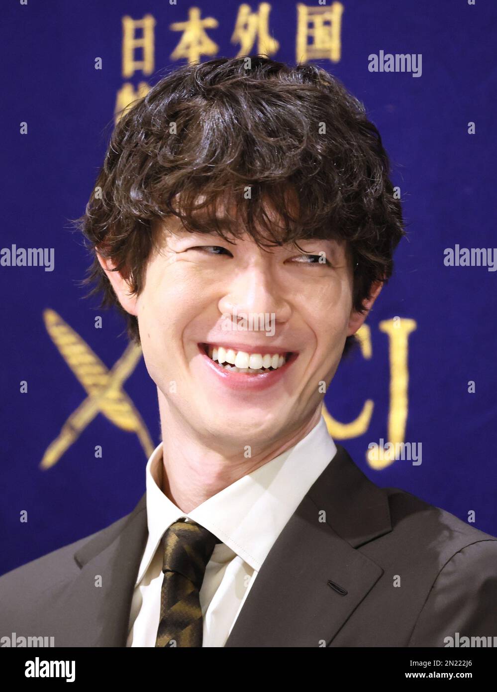 Tokyo, Japan. 6th Feb, 2023. Japanese actor Hio Miyazawa speaks at a press conference after a ...