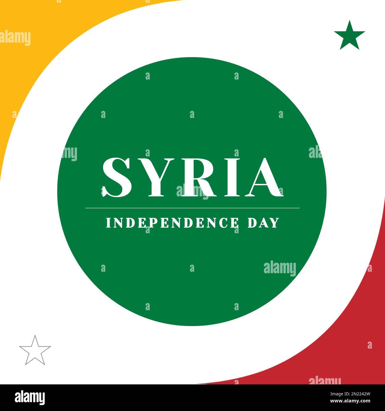 Composition of syria independence day text on yellow, white, red and ...