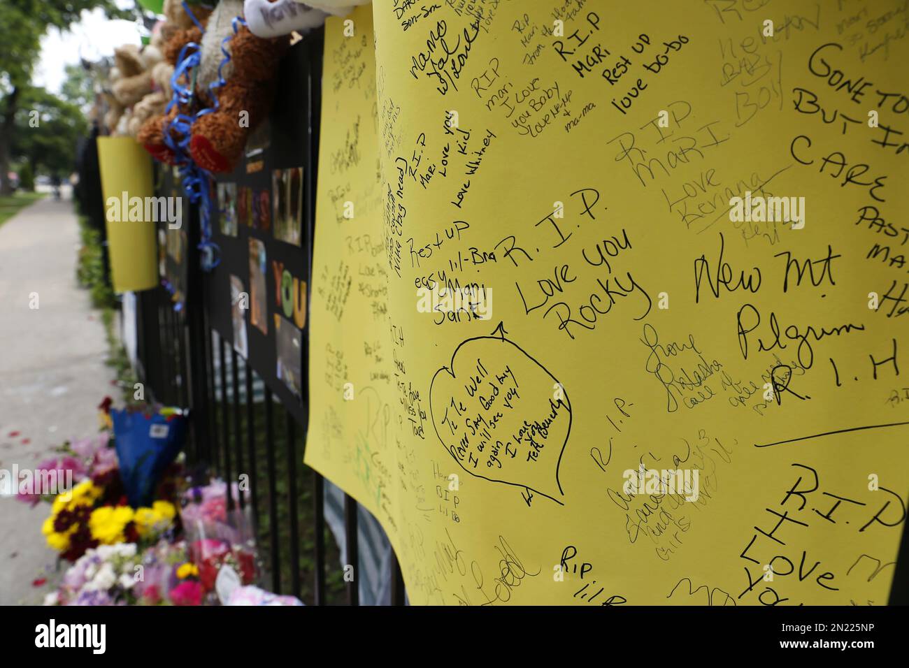 A memorial in honor of Amari Brown is seen, Monday, July 6, 2015, in ...