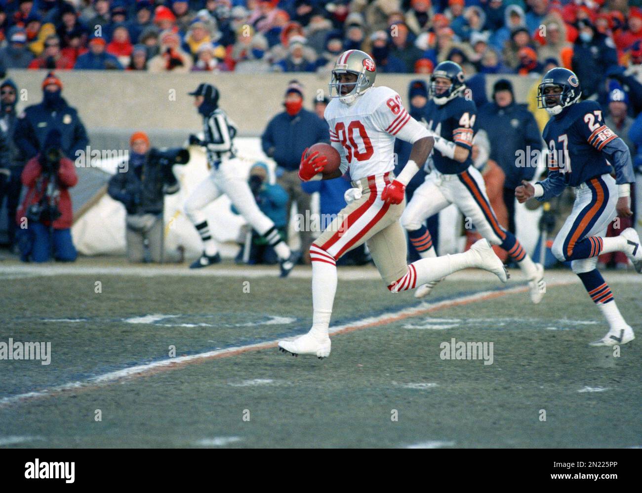 San Francisco 49ers Jerry Rice (80) is pictured in action, Jan. 1989 ...