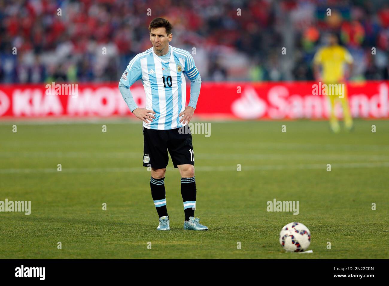Argentina's Lionel Messi gets ready to take a free kick during the Copa ...