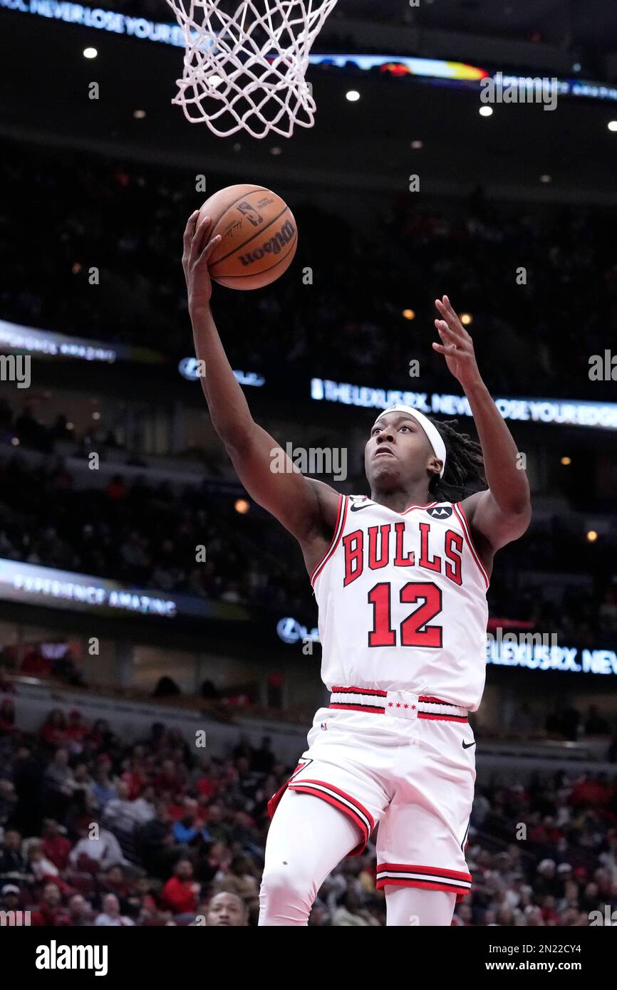 Chicago Bulls' Ayo Dosunmu scores during an NBA basketball game against ...