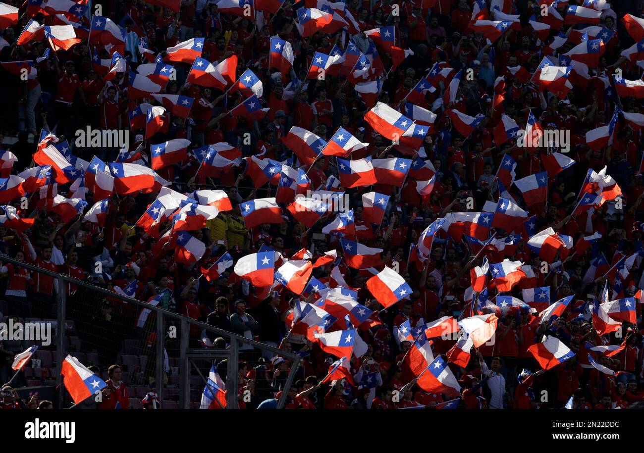 Chile's fans wave flags before the Copa America final soccer match ...