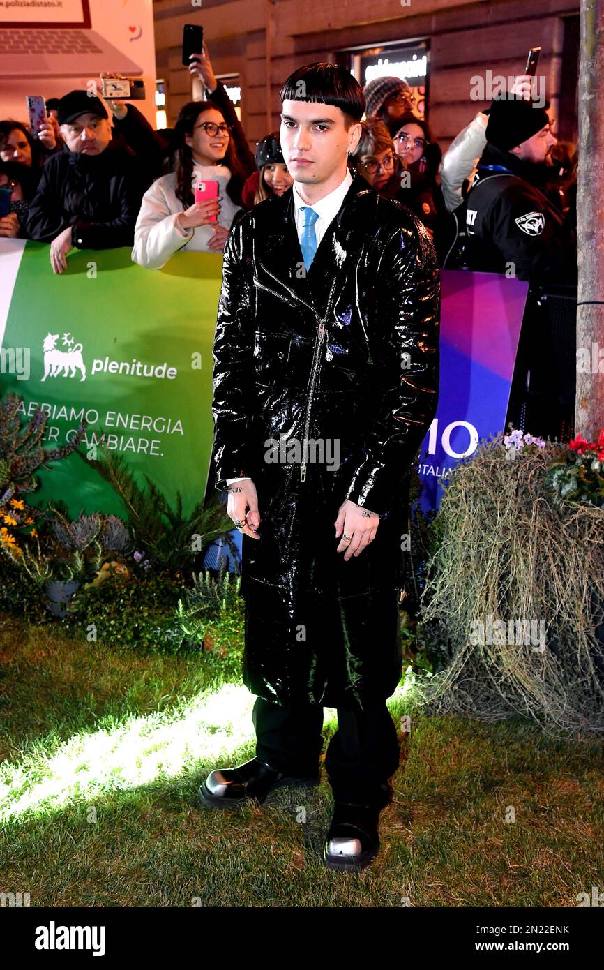 Sanremo, 73rd Italian Song Festival, Green Carpet. In the photo Sethu ...