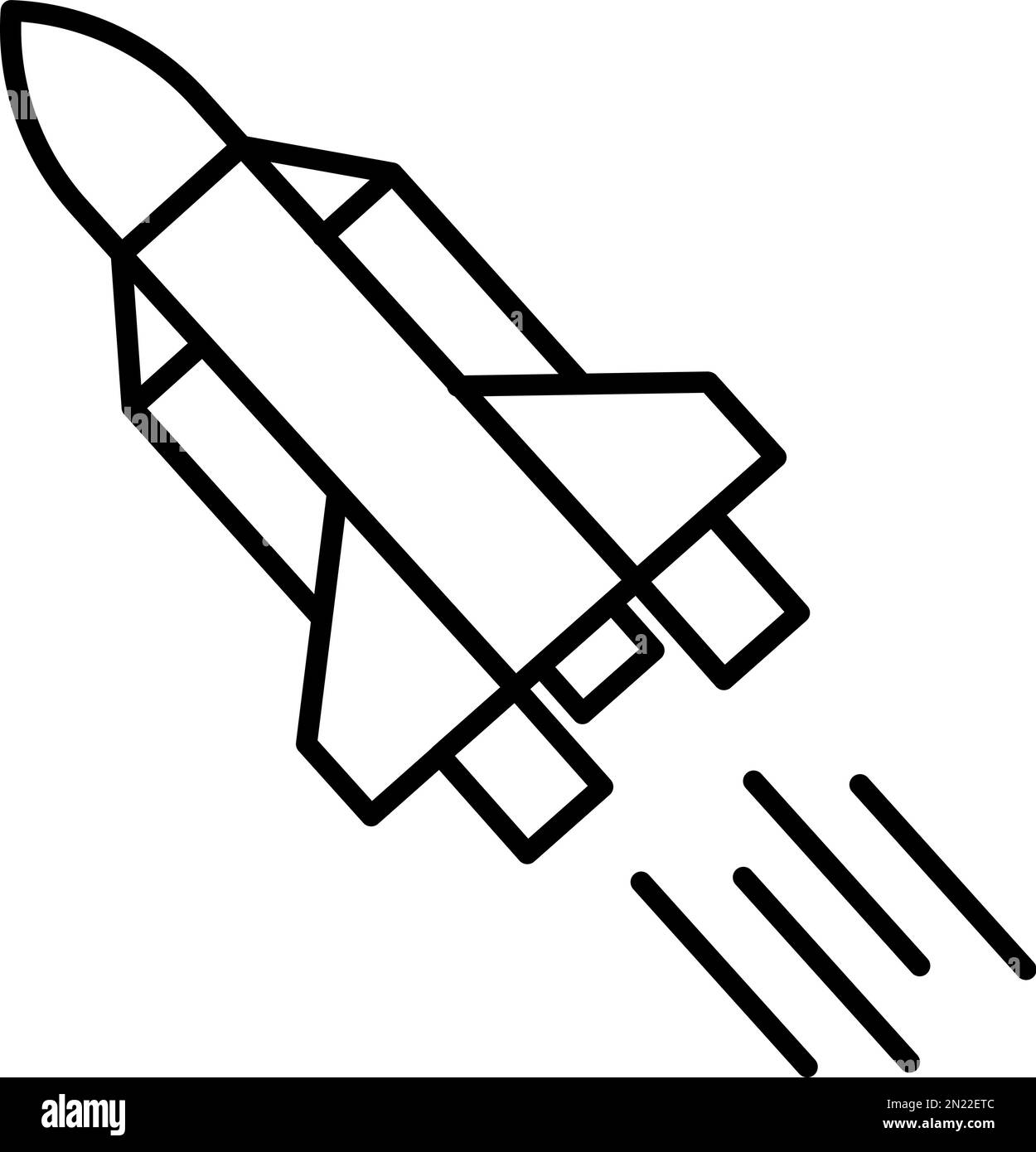 Spaceship, line vector icon on transparent background. Outline ...