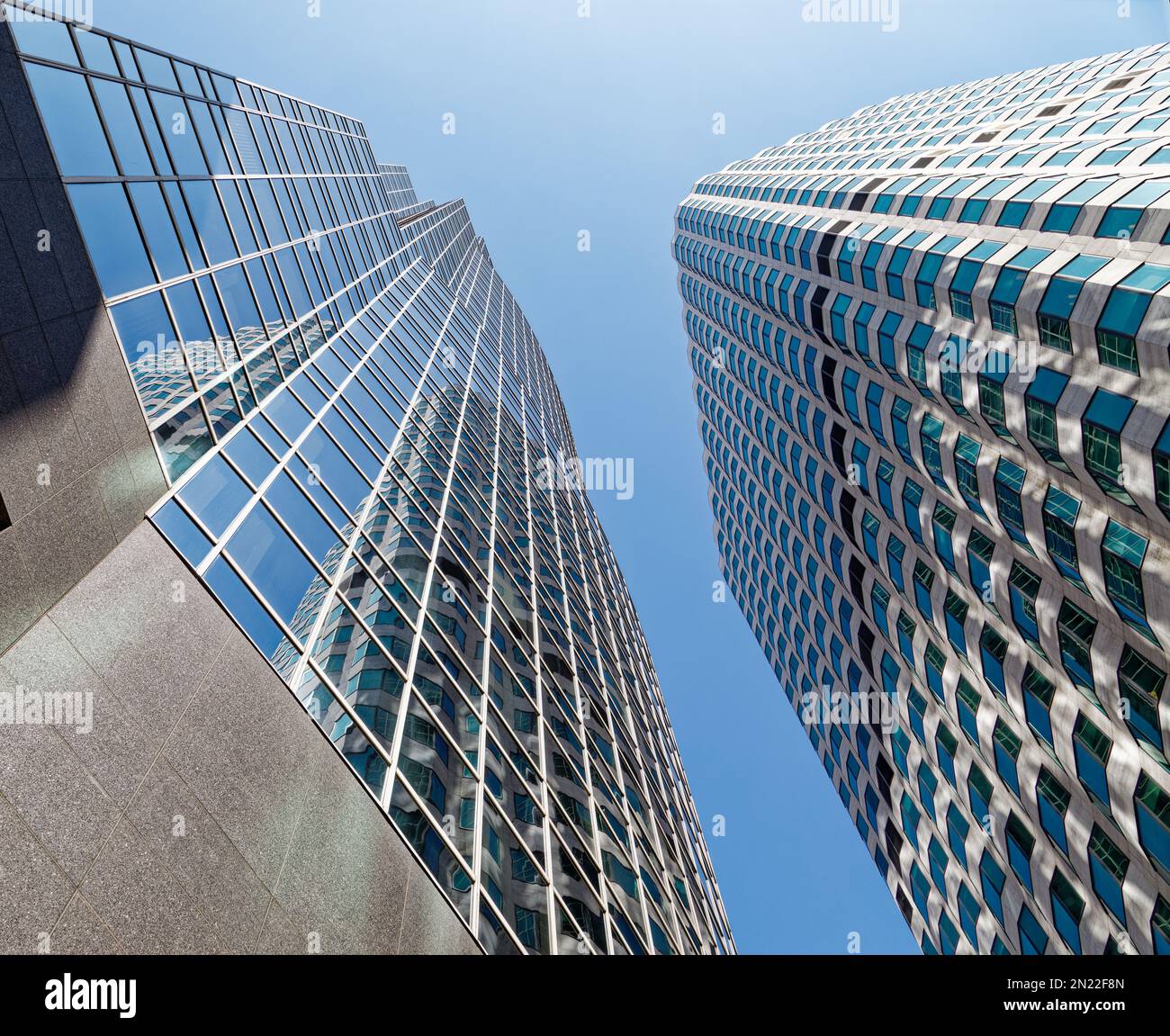 Boston Financial District: 100 High Street (left) reflects all around ...