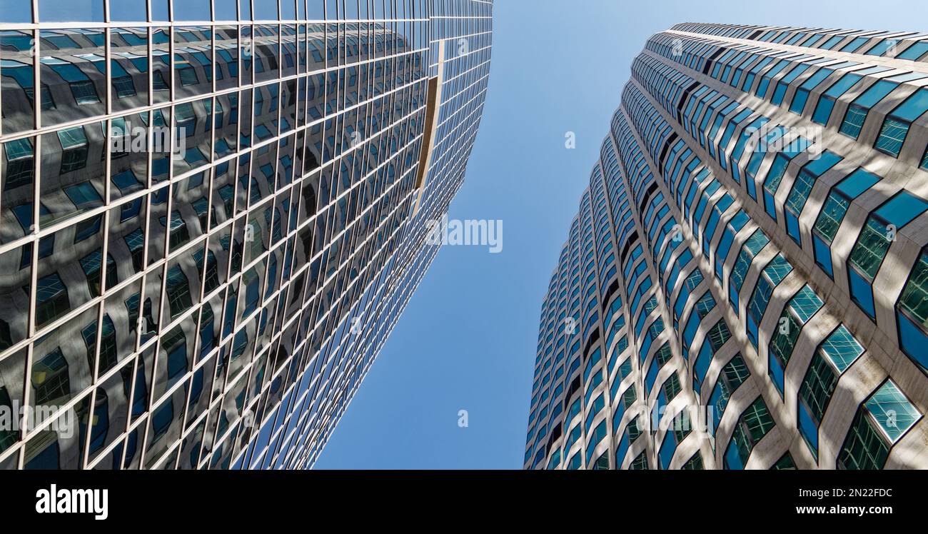 Boston Financial District: 100 High Street (left) reflects all around ...