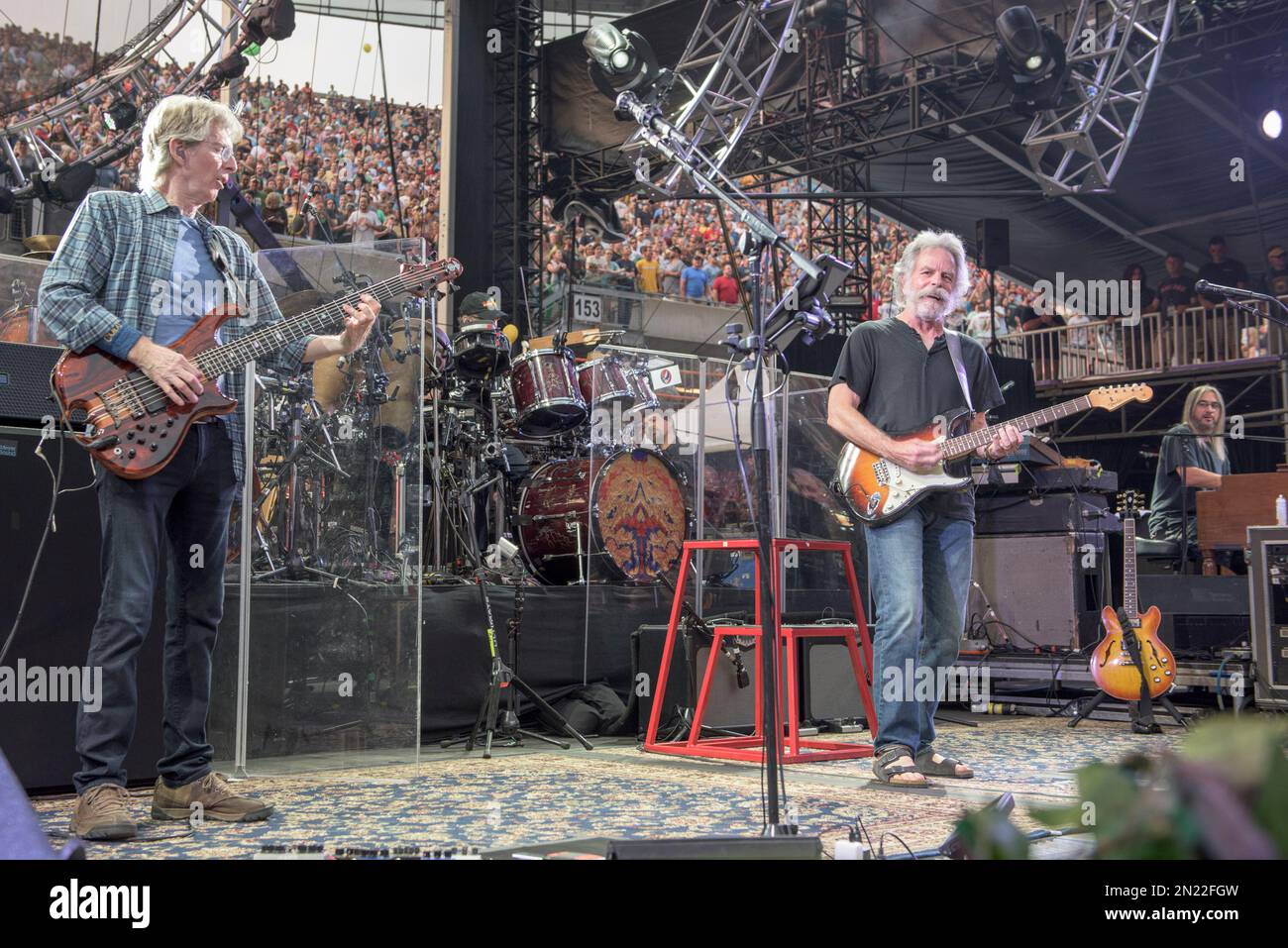 Phil Lesh, from left, Bob Weir, Jeff Chimenti of The Grateful Dead ...