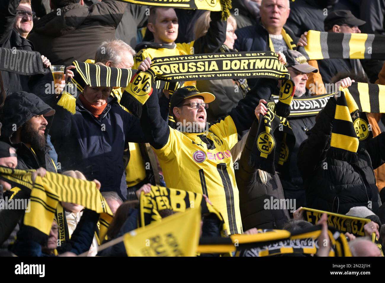DORTMUND - Borussia Dortmund supporters during the Bundesliga match ...