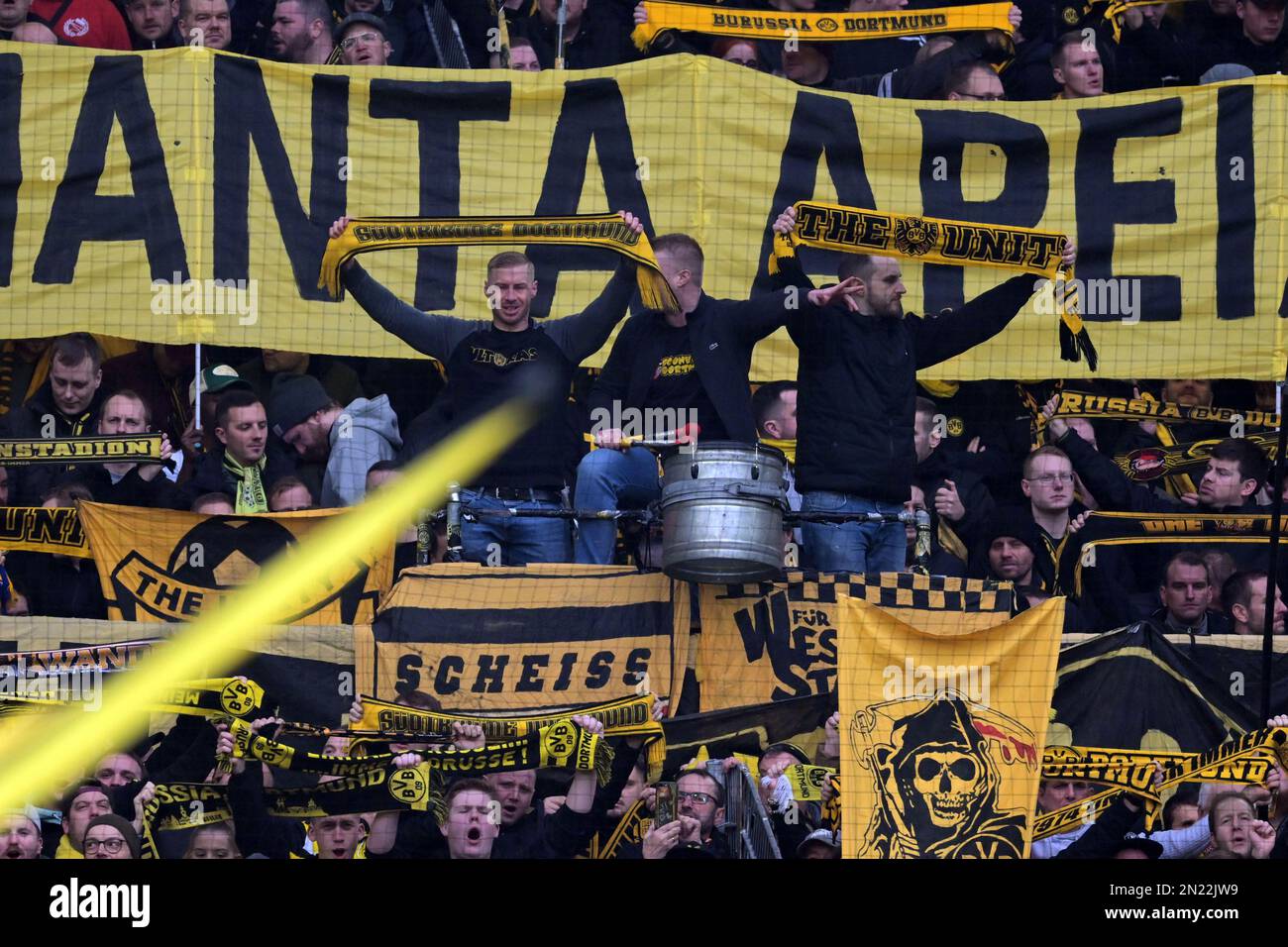 DORTMUND - Borussia Dortmund supporters Gelbe Wand during the ...