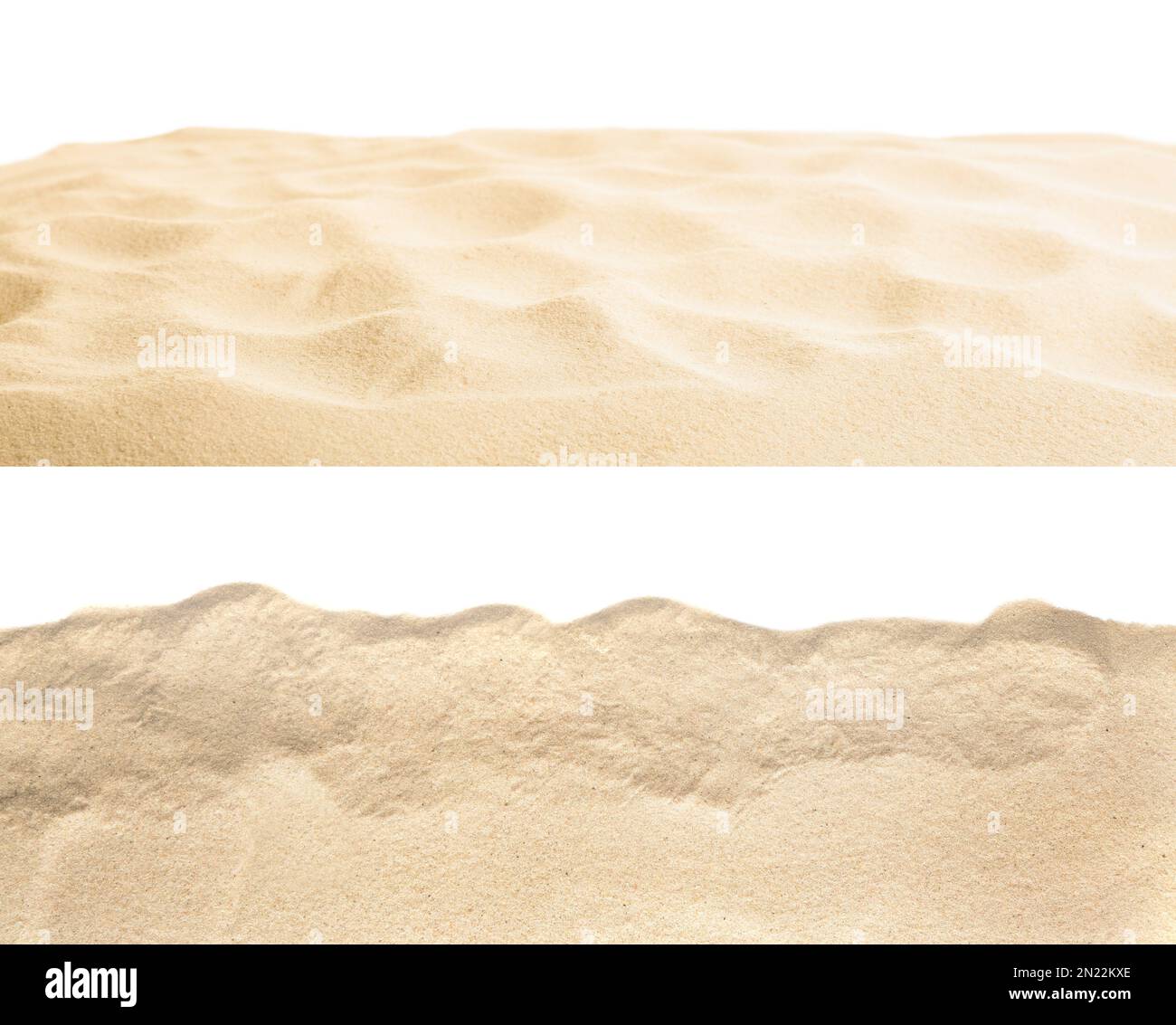Heaps of dry beach sand on white background Stock Photo - Alamy