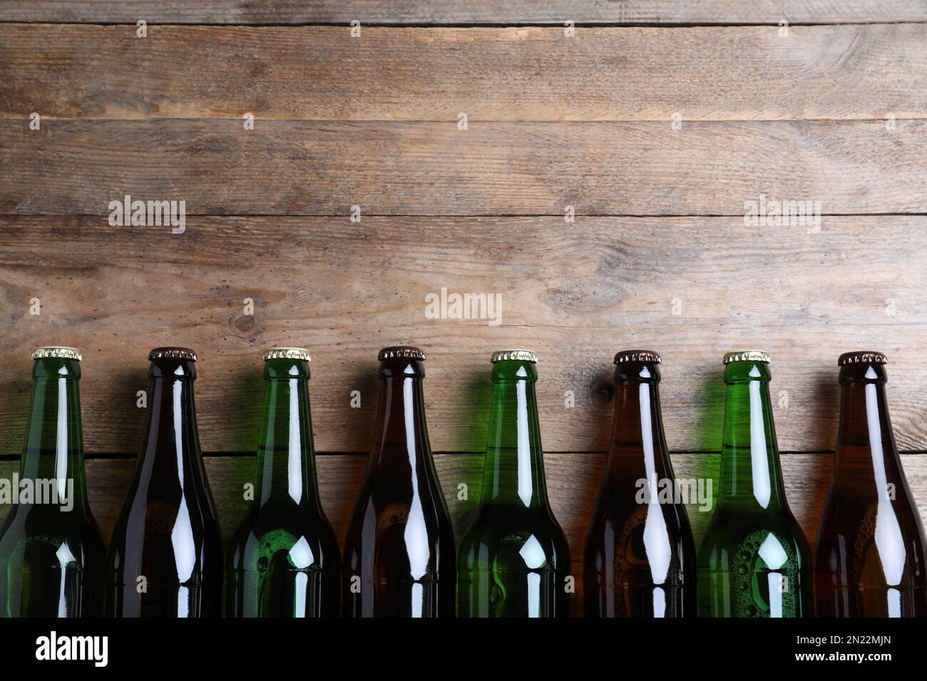 Row craft beer bottles table hi-res stock photography and images - Alamy